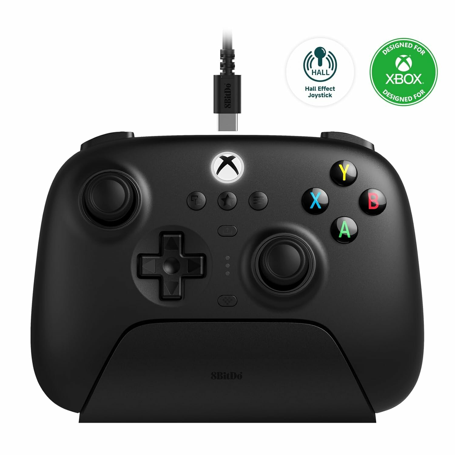 Контроллер 8BitDo Ultimate с тремя режимами работы, джойстики на эффекте Холла, профессиональные задние кнопки, только проводное подключение для Xbox Series X.|S и Xbox One, совместимость с Apple, Windows и Android, официальная лицензия (Jade)