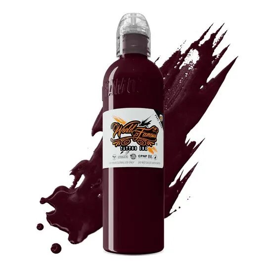 Краска для тату Burgundy Wine World Famous Ink коричневый оттенок 8 oz - 240 мл