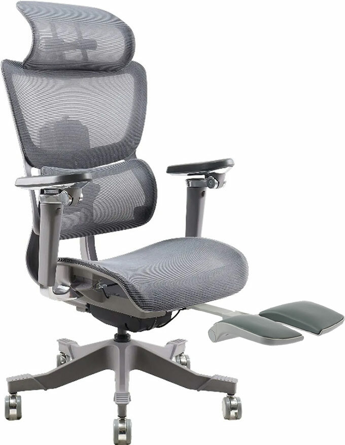 Офисное ортопедическое кресло Healthy Chair Fit LT GY, с подставкой для ног