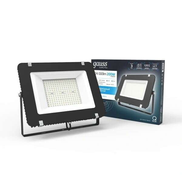 Прожектор Gauss Qplus 200W 20000lm IP65 6500К черный