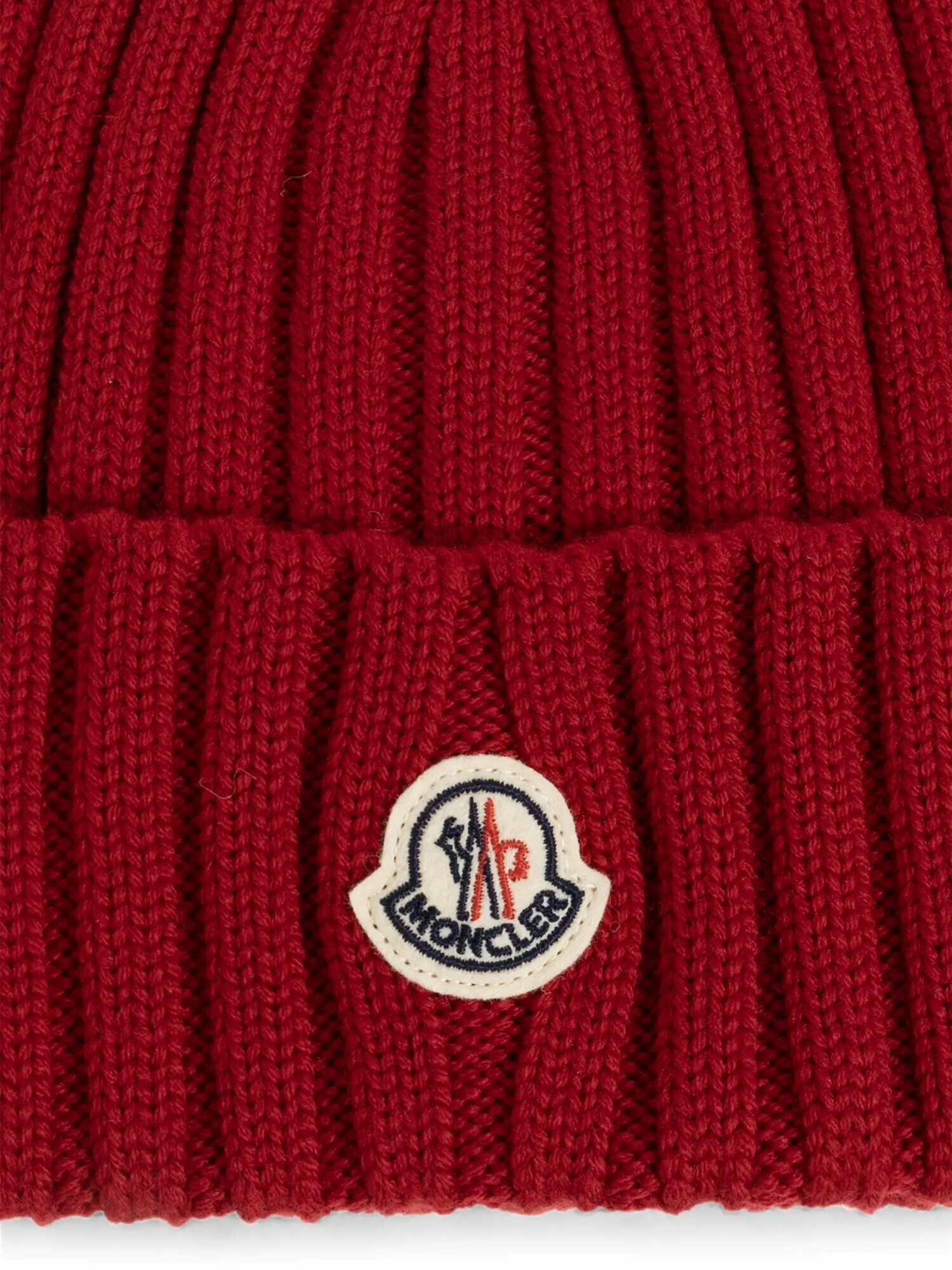 Шапка Moncler Logo-patch ribbed-knit beanie hat для мальчиков, размер OneSize — фото 1