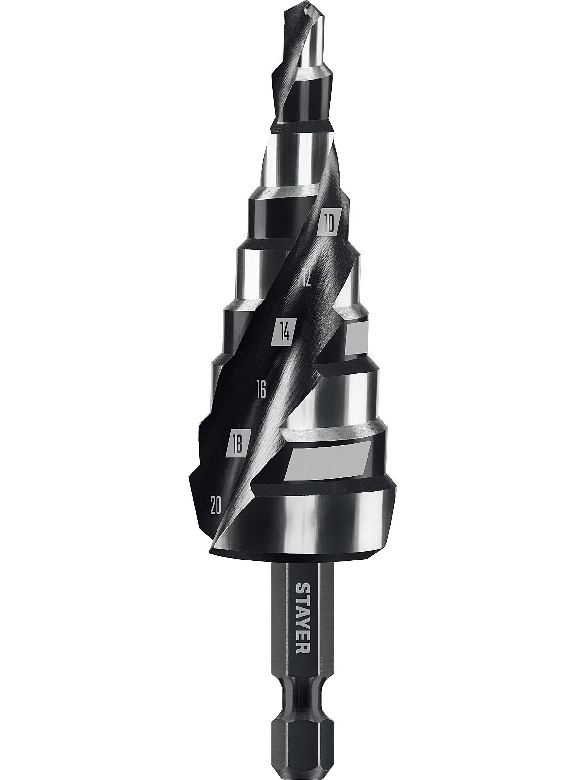 Сверло ступенчатое STAYER Pro-Max 4-20мм, 9 ступеней, винтовая спираль