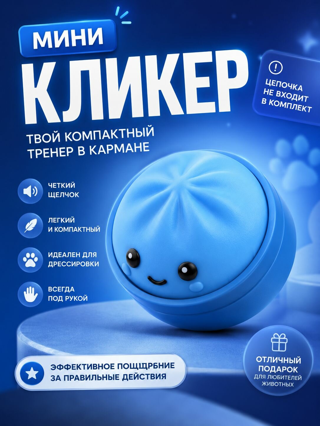 Мини-фиджет игрушка Пельмешек, кликер-антистресс, игрушка для снятия стресса, синий