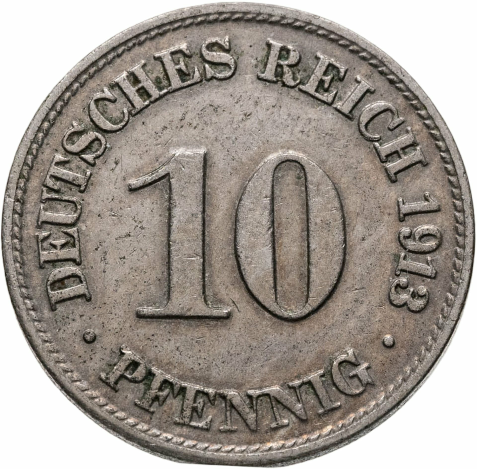 Германия 10 пфеннигов 1913, знак монетного двора: "D" - Мюнхен, Никель, в сохранности XF