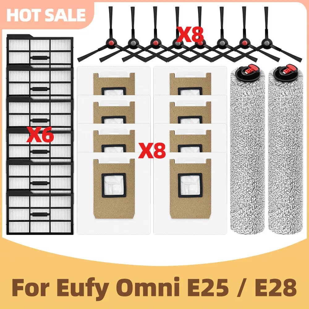 Комплект запасных частей для пылесоса OSSIEAO к Eufy E25 Omni / E28 Omni Черный, Set 16