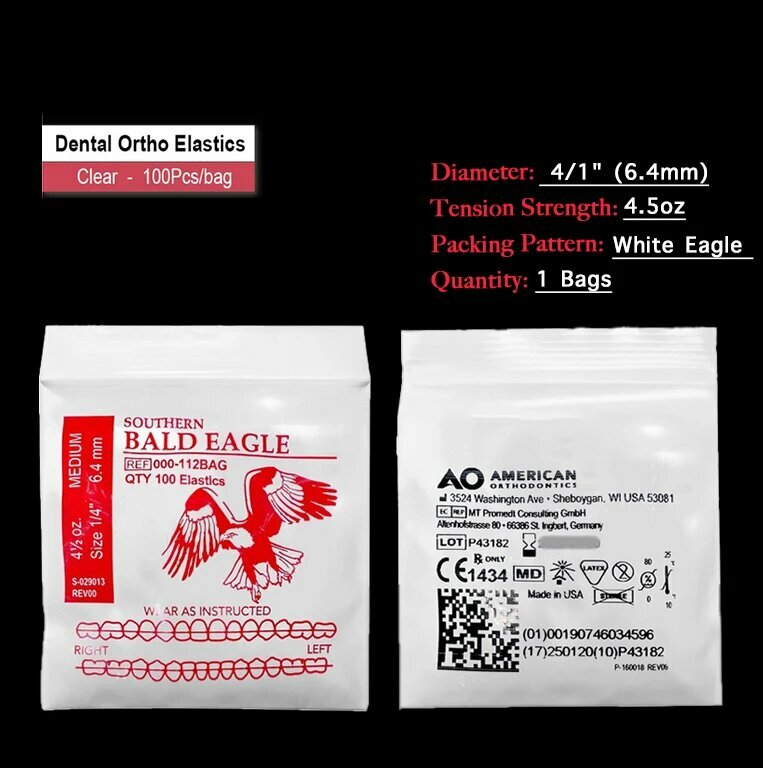 Ортодонтические резинки Southern Bald Eagle 6,4 мм, 4.5oz, Цвет 4-1