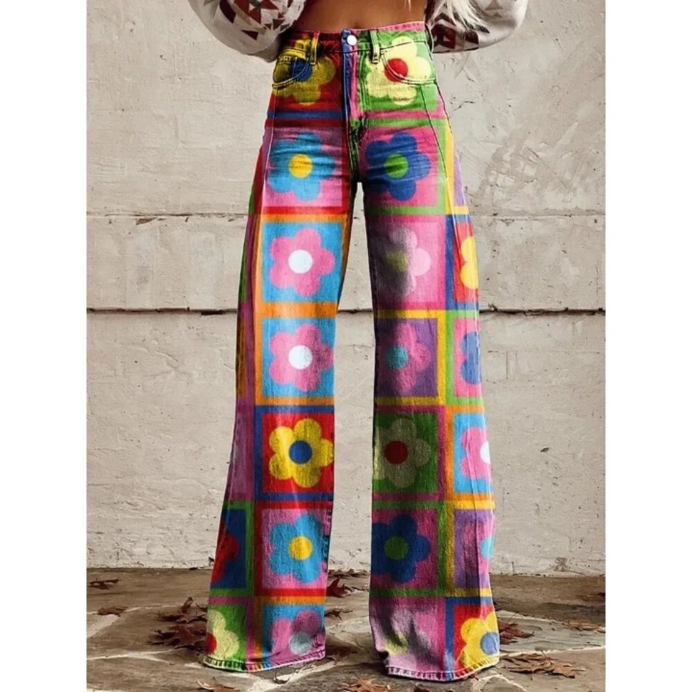 Женские брюки-палаццо Floral Aztec Patchwork полиэстер