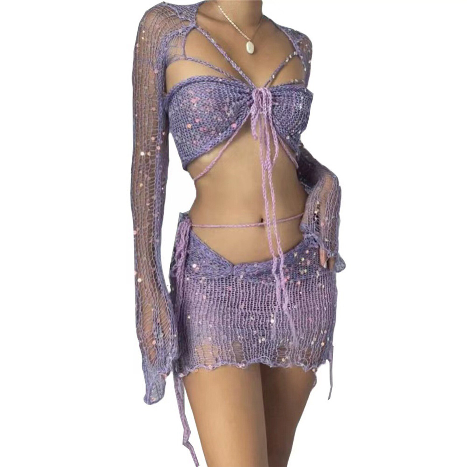 Стильные женские сверкающие блестки Loungewear пляж трубки