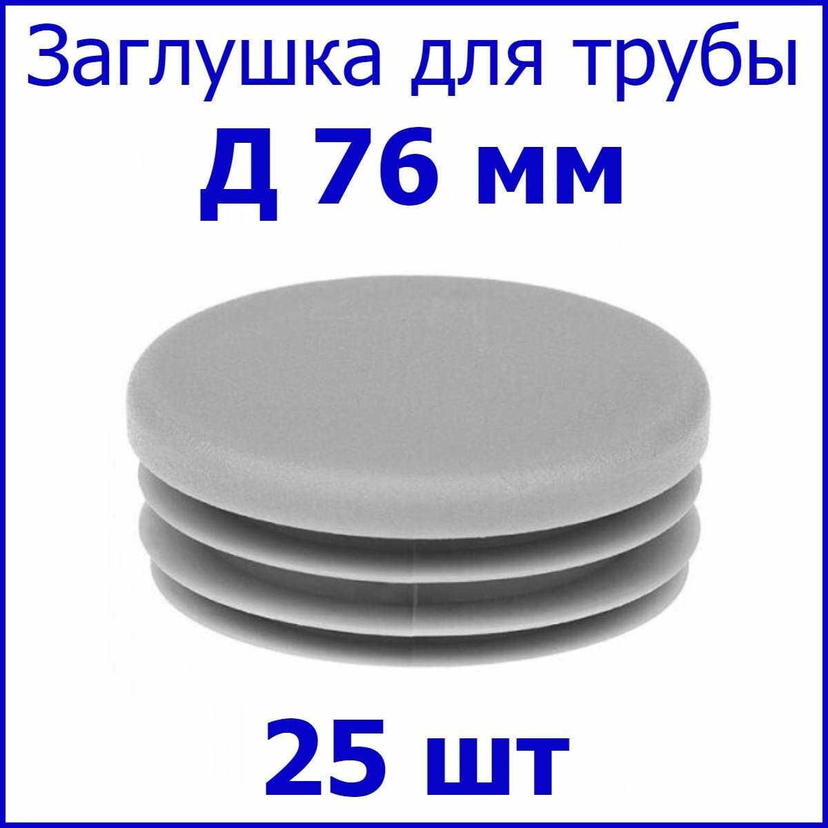 Заглушка (колпачёк) для столба, профильной трубы круглая Д76 мм, набор 25 шт. цвет серый