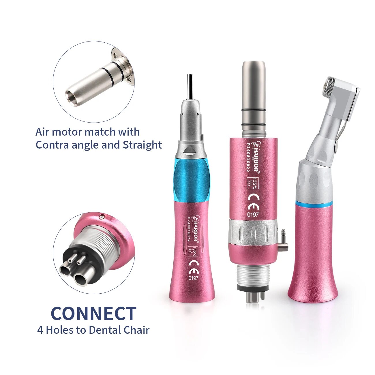 Стоматологический наконечник HARBOR DENT 2/4 отверстия розовый 4 Holes
