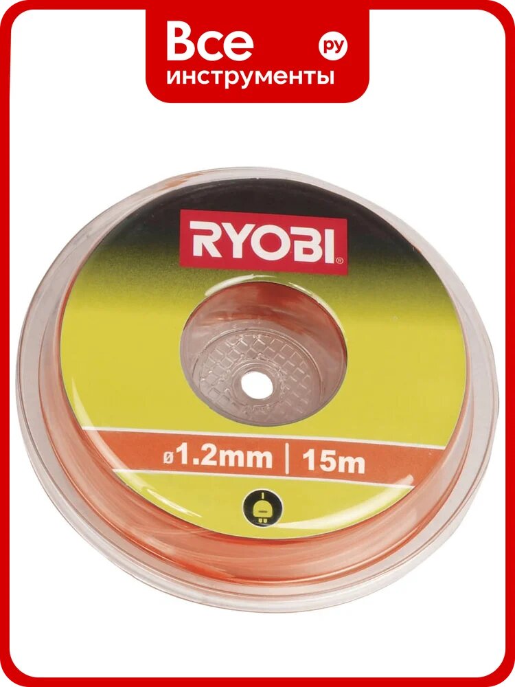 Леска RAC100 Ryobi, красный нейлоновый шнур круглого сечения для садовых и огородных работ, прочность и UV‑стойкость