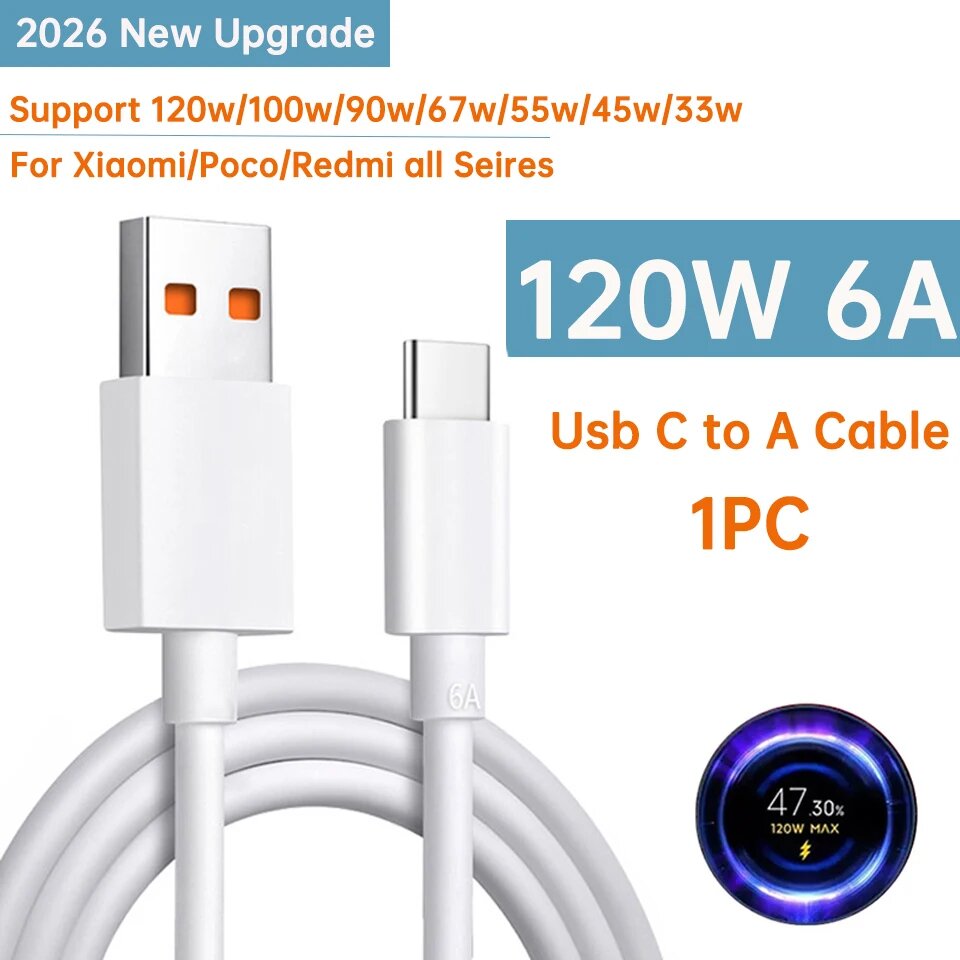 Оригинальный USB-кабель Xiaomi 120W Type-C 6A Для Быстрой Зарядки Mi 1.5m(4.9ft), 1p upgrade c to a