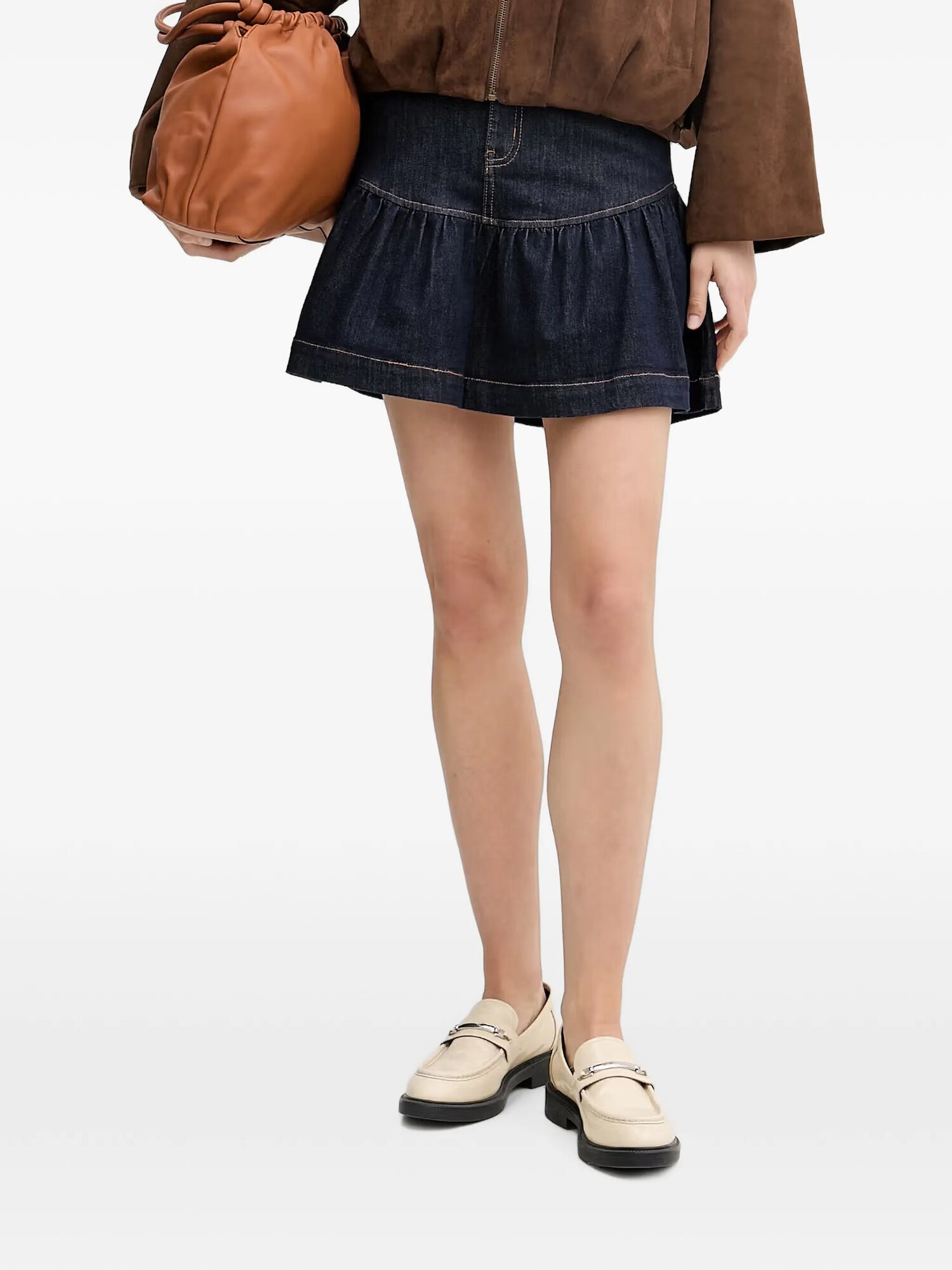 Юбка Ruffled denim mini skirt