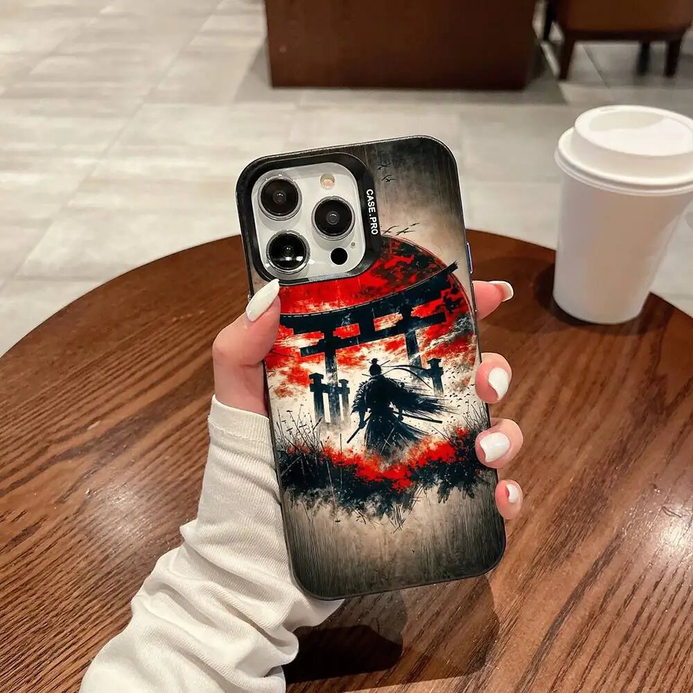 Чехол для телефона с аниме-самураем для iPhone 16 15 14 13 12 11 17 Черный, z2, For iPhone 12pro max