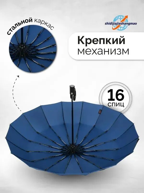 Зонт автоматический Popular в подарочной коробке, 32 двойных спицы, цвет лазурный, вес 460г, артикул 3236196086 — фото 1