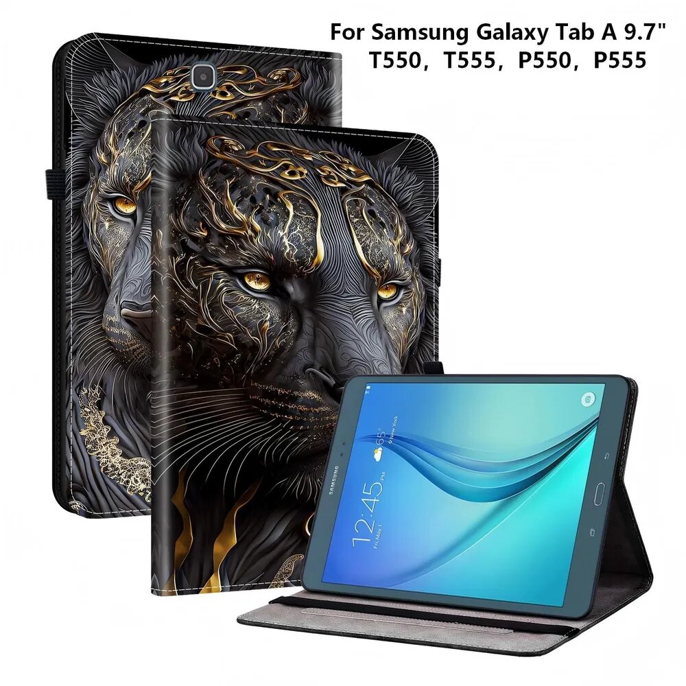 Чехол для Samsung Galaxy Tab A 9.7 T550 T555 P550 P555, Чехол для Samsung Galaxy Tab 9.7 дюйм, черный Самсунг Галакси Таб A T550 T555 P550 P555, черный