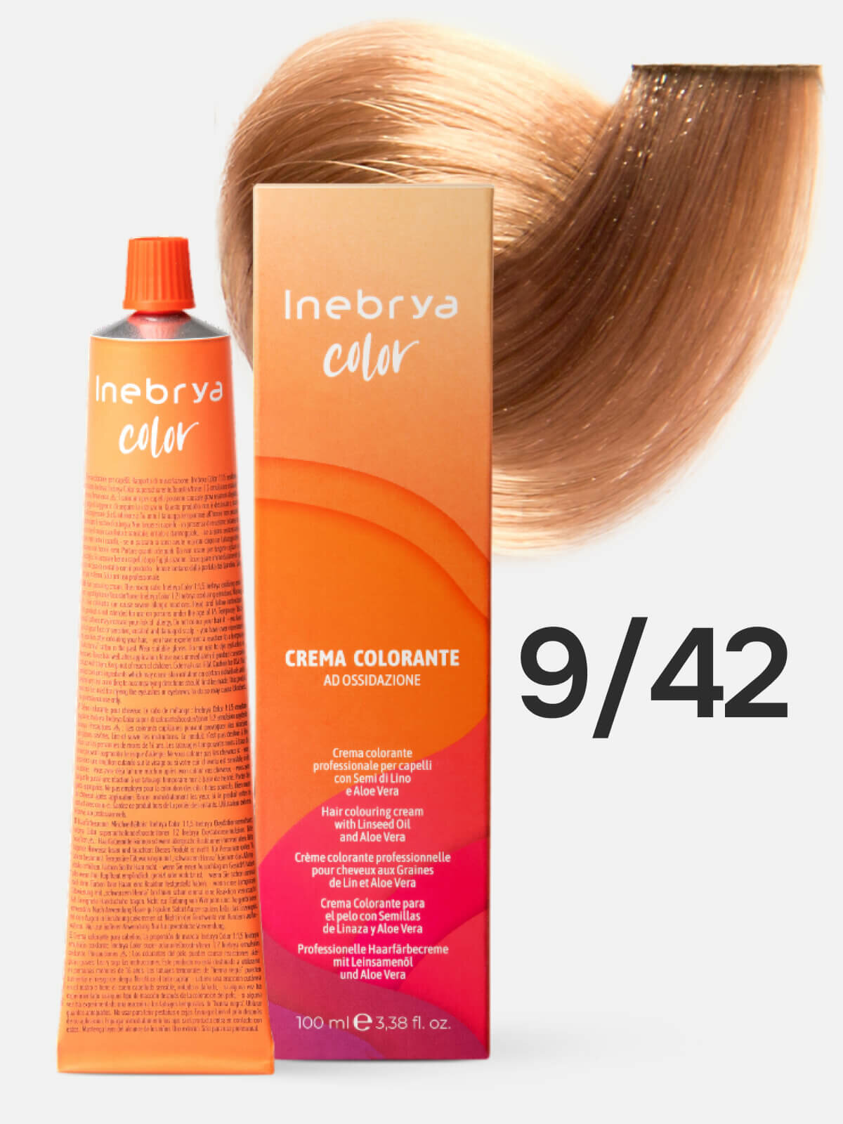 Крем - краска для волос профессиональная Inebrya Color Professional 9/42 Блонд Коньяк, 100 мл