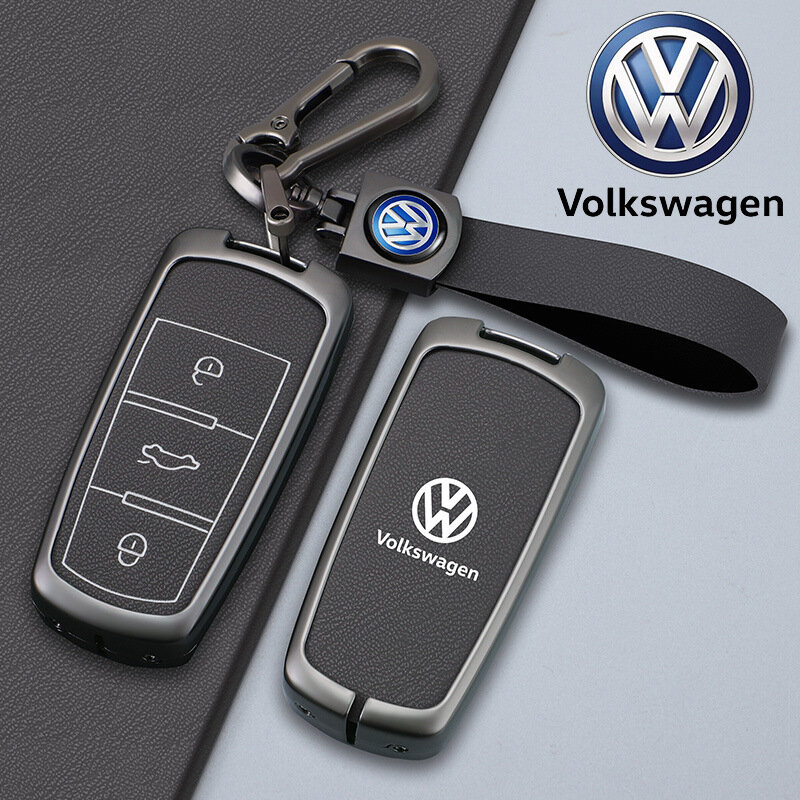 Чехол для ключа автомобиля Volkswagen Passat B7 и CC (2011-2017), синий с лямкой - не подходит для кнопочных ключей