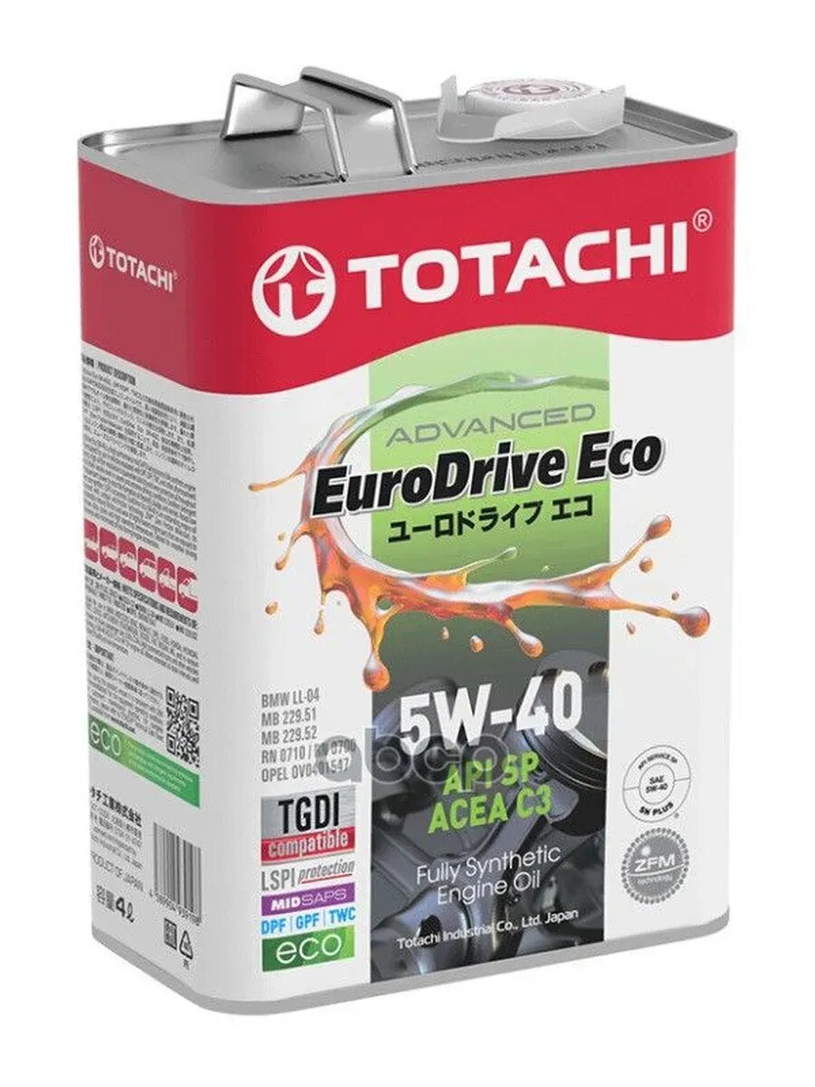TOTACHI 5W-40 Eurodrive Eco Sp, C3 4Л (Синт. Мотор. Масло)