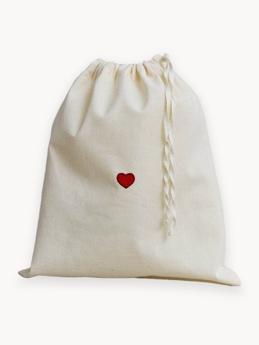 Мешок подарочный Берегите птиц с вышивкой Сердце, хлопок, 100%, бежевый, 31x26 см