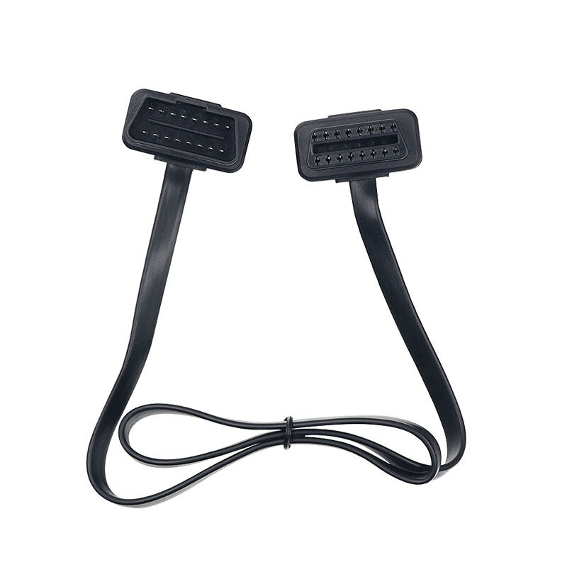 Удлинитель OBD2 плоский Г-образный для диагностики двигателя и ремонта ЭБУ, черный