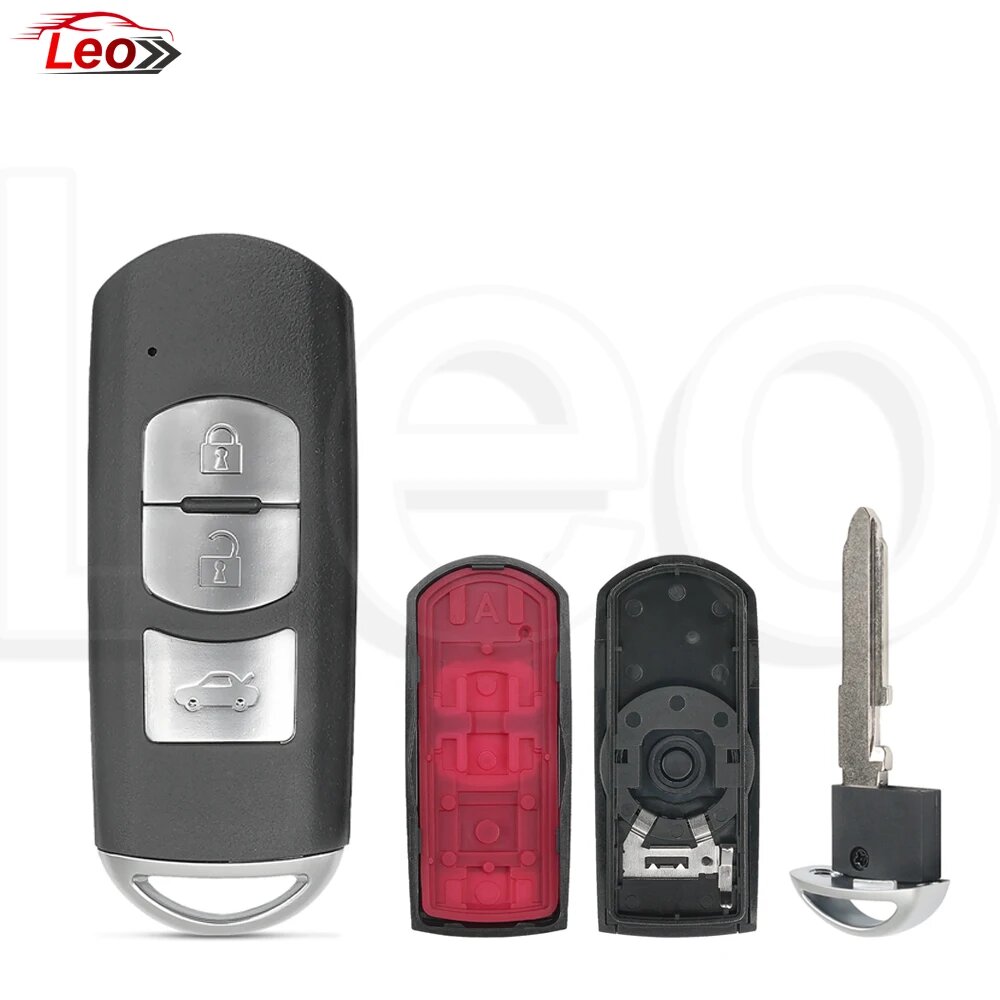 Корпус смарт-ключа Leo для Mazda 2, 3, 6, CX-4, CX-5, CX-9, MX-5, AXELA 2009-2015 без печатной платы, 2-3-4 кнопки, FCC ID: SKE13E-01/02