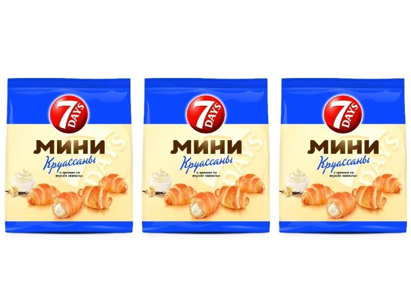 7 Days Круассаны Мини c кремом Ваниль, 123 г,3 шт