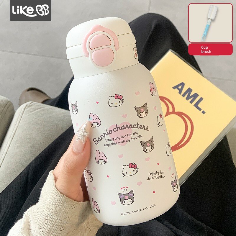 Hello Kitty термос-куб с соломкой, 500 мл, нержавеющая сталь, портативная бутылка для воды, женский, бежевый цвет
