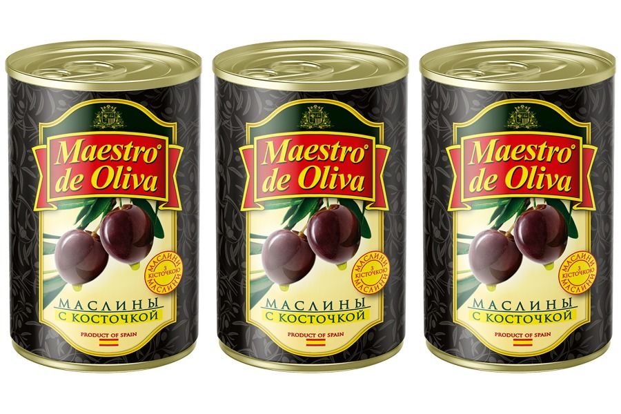 Maestro de Oliva маслины с косточкой, 280 г, 3 шт
