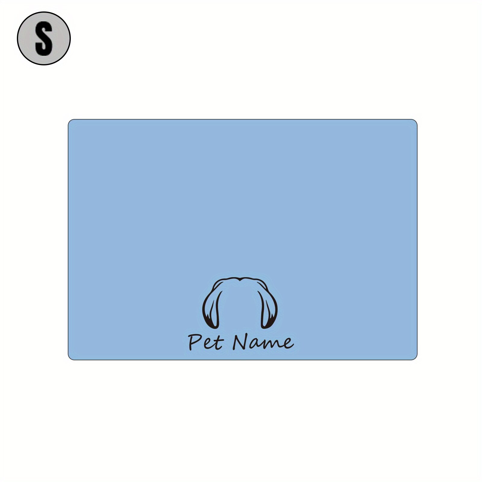 Коврик для кормления собак и кошек с ушками, водонепроницаемый, с нескользящей PU-основой, синий, размер S