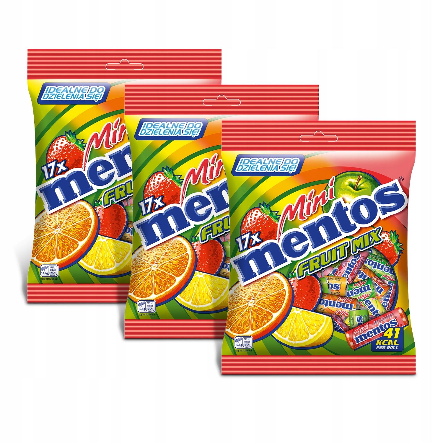Жевательные конфеты Mentos Mini фруктовый микс, 3х178.5 г - 5903815512728