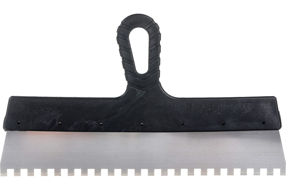 Шпатель СИБРТЕХ 350мм зубчатый, 8х8мм, нержавеющая сталь, пластмассовая ручка