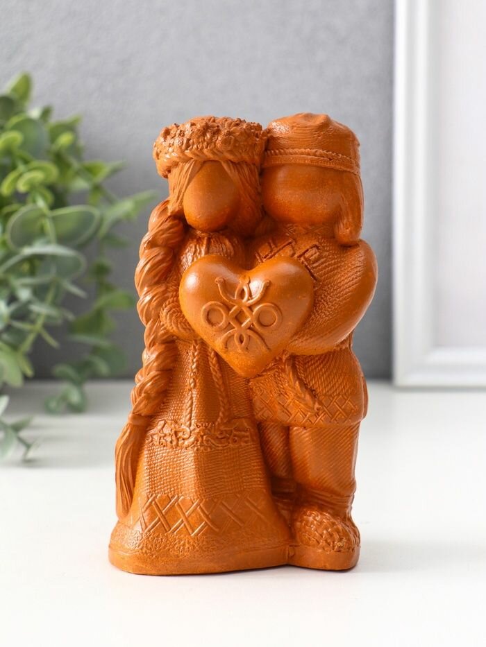 Сувенирная фигурка Хорошие сувениры "Оберег неразлучники", 14х8х5,5 см, красная глина