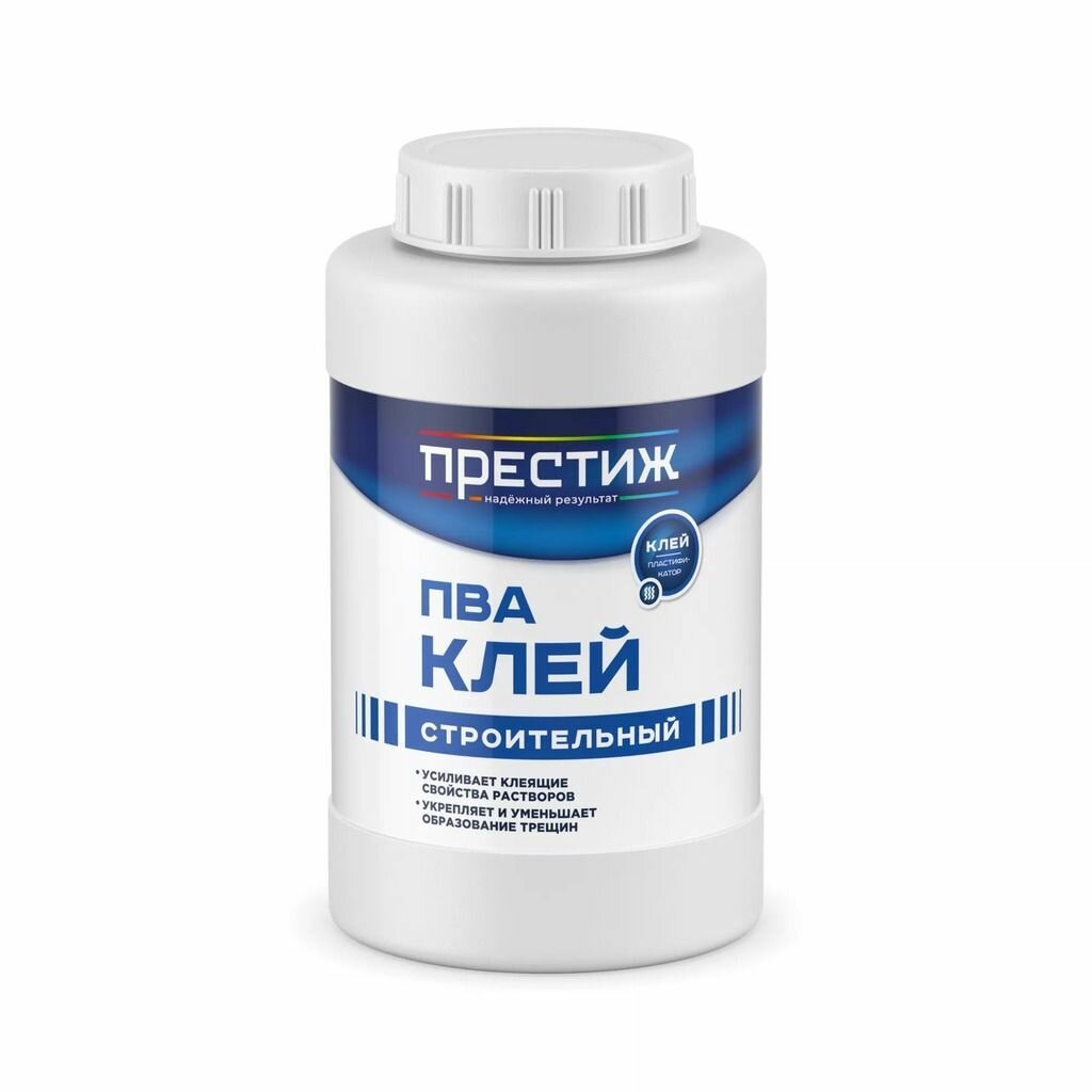 Клей ПВА Престиж строительный универсальный однокомпонентный для внутренних работ, 900 г, банка 01-145-000-009