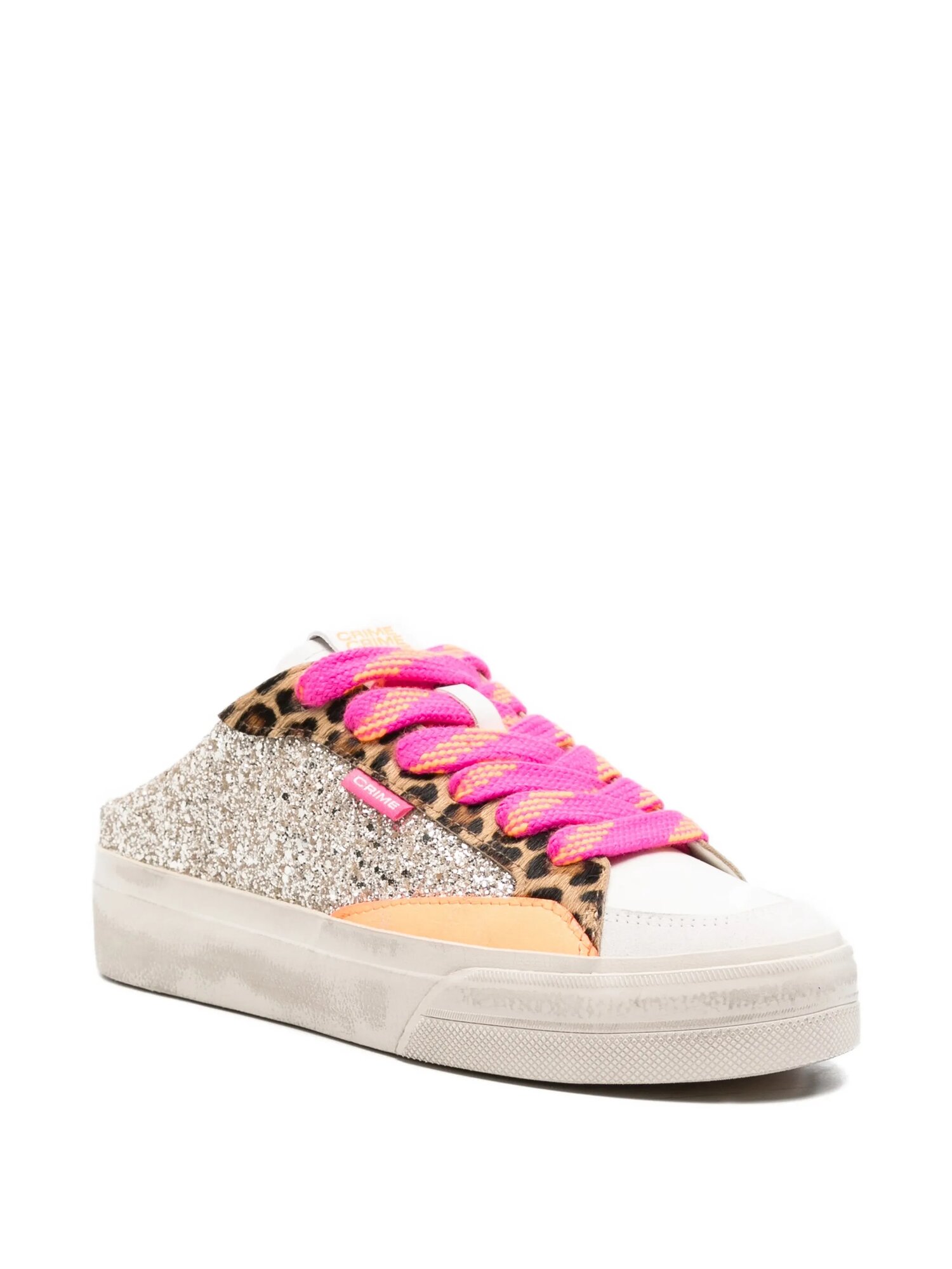Кроссовки Crime London Glitter leopard-pattern slip-on sneakers, размер 37, grey — фото 1