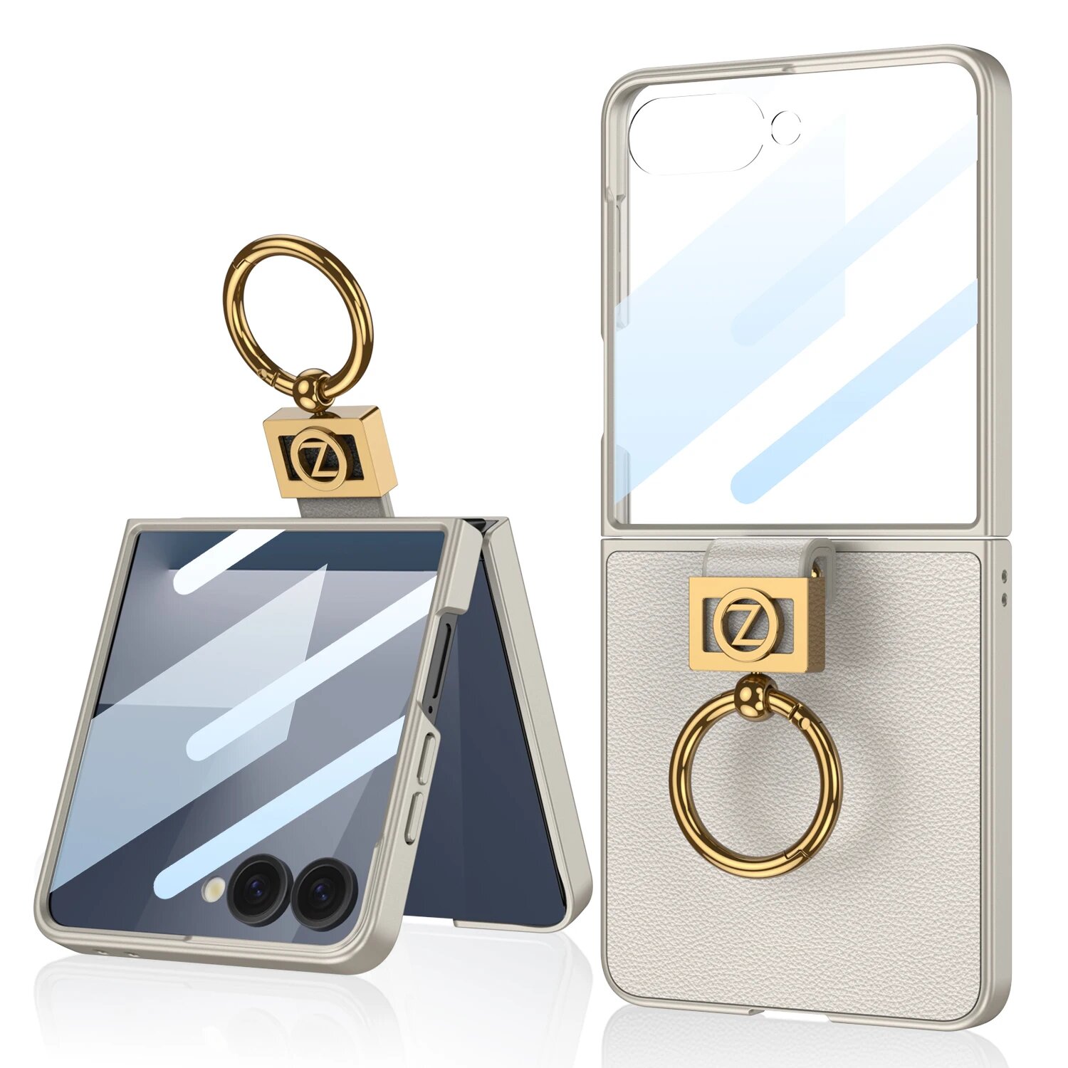 Чехол для Samsung Galaxy Z Flip 7 titanium с кольцом
