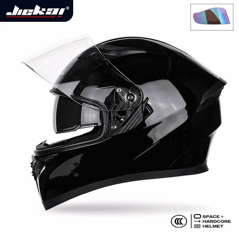 JIEKAI Мотошлем, цвет: черный, размер: L