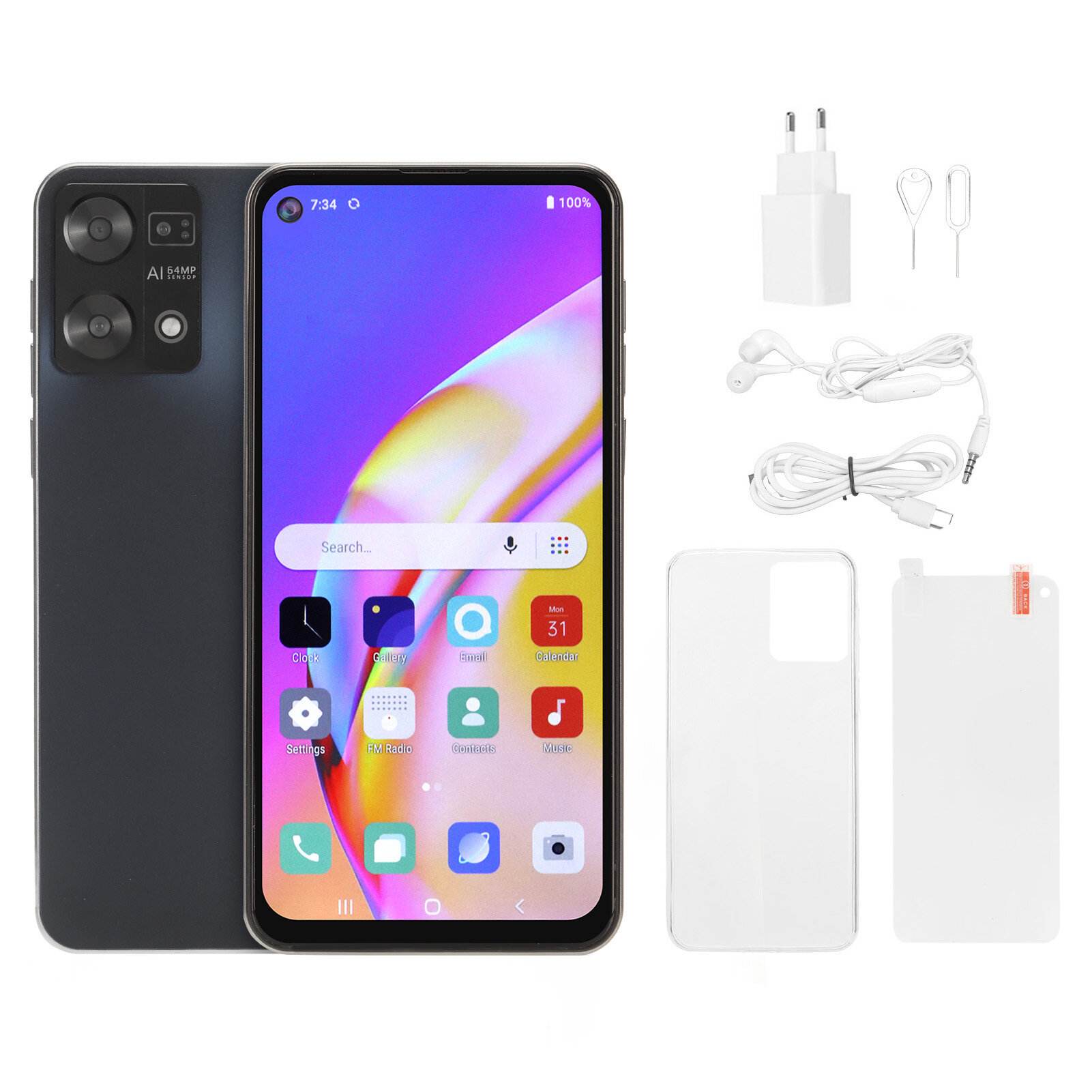 Смартфон F21 Pro 6,5 дюймов, 4 ГБ ОЗУ, 32 ГБ ПЗУ, Android, 4G LTE, 100240В, темносиний, евровилка