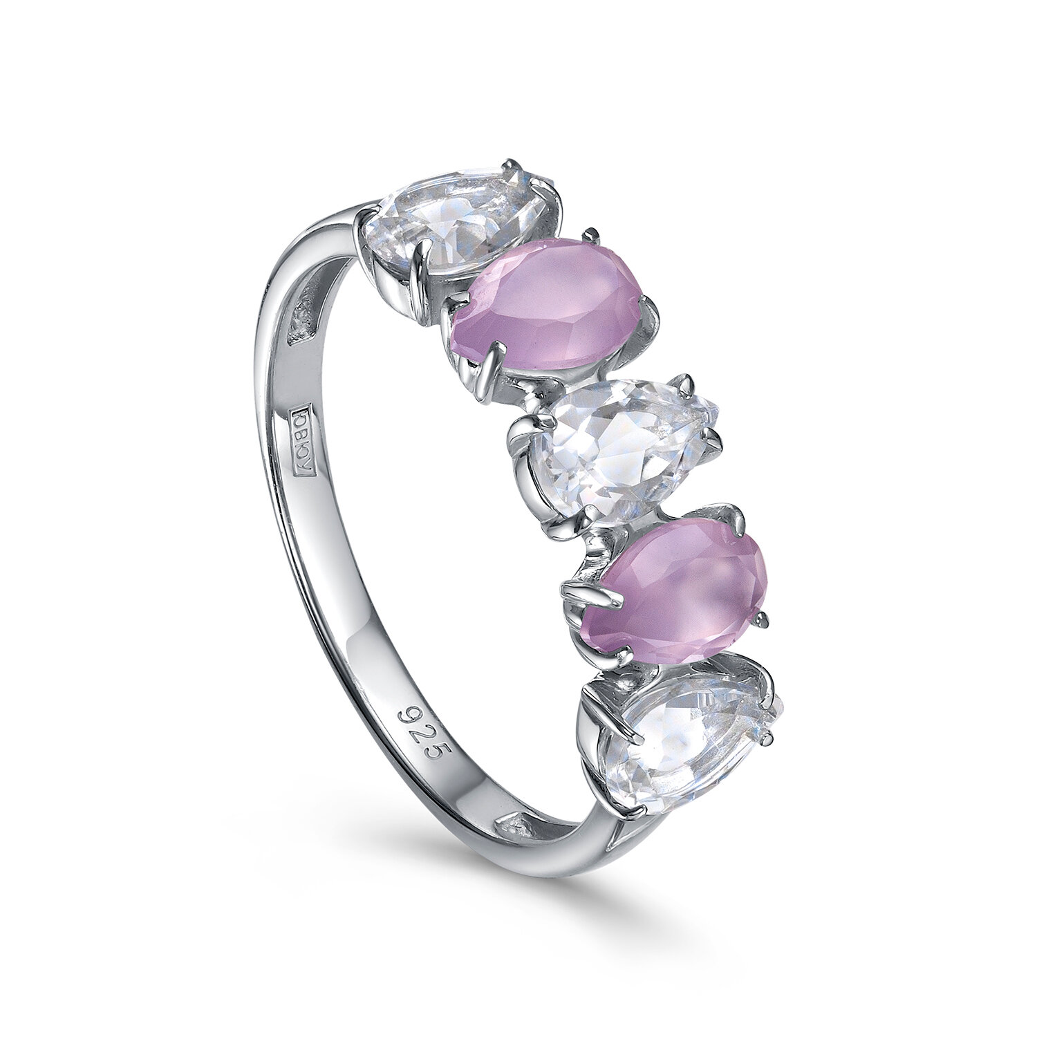 Кольцо, серебро, 925 проба, горный хрусталь, кварц