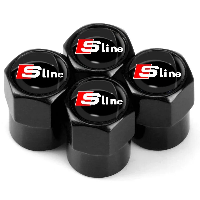 4 шт. колпачки клапанов для автомобильных колес, аксессуары для шин, колпачки для Audi Sline Black