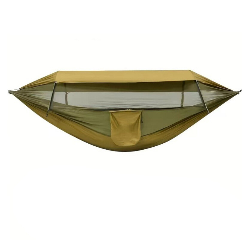 Новый уличный двухместный гамак с защитой от опрокидывания, автоматическим быстрым раскладыванием, москитной сеткой и солнцезащитным козырьком для кемпинга на природе.