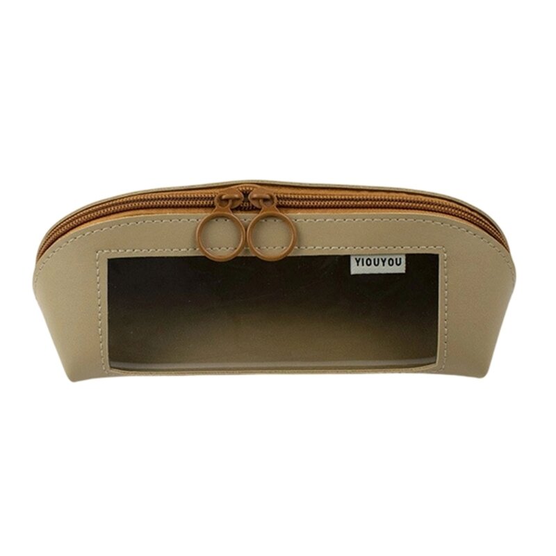 1 шт. Кожаный пенал-ракушка - Хаки