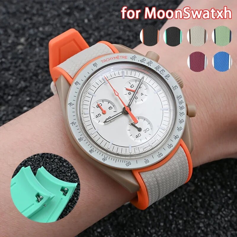 Силиконовый ремешок Dark red gray 02 для Omega MoonSwatch 20 мм