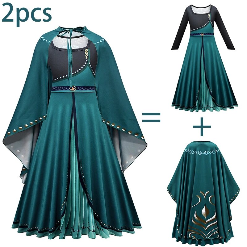 Карнавальный костюм принцессы Эльзы и Анны Disney Size 140(7-8T), Изумрудный, Elsa Set B