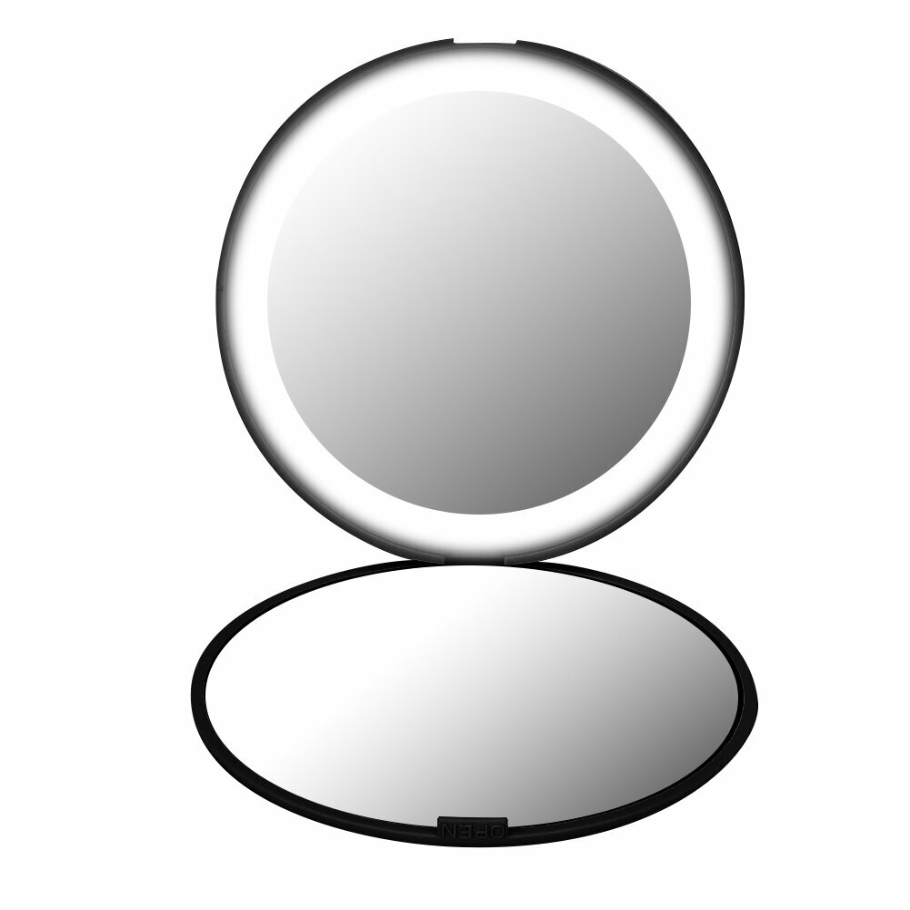 Портативное складное 10 -кратное увеличение Mini 12 светодиодов косметическое зеркало косметическое инструмент (черный)