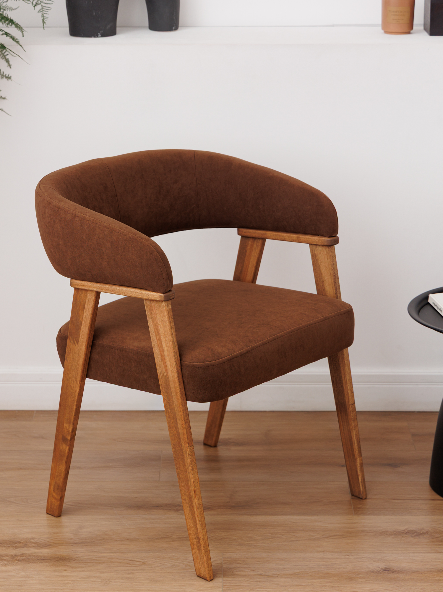 Стул Woodlin, кухонный, мягкий, велюр, массив дерева, с подлокотниками