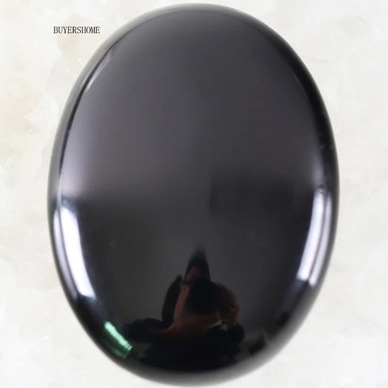 Кабошон BUYERSHOME из малахита, розового кристаллы и оникса 30x40 мм, 1 шт. Черный, Black Agate