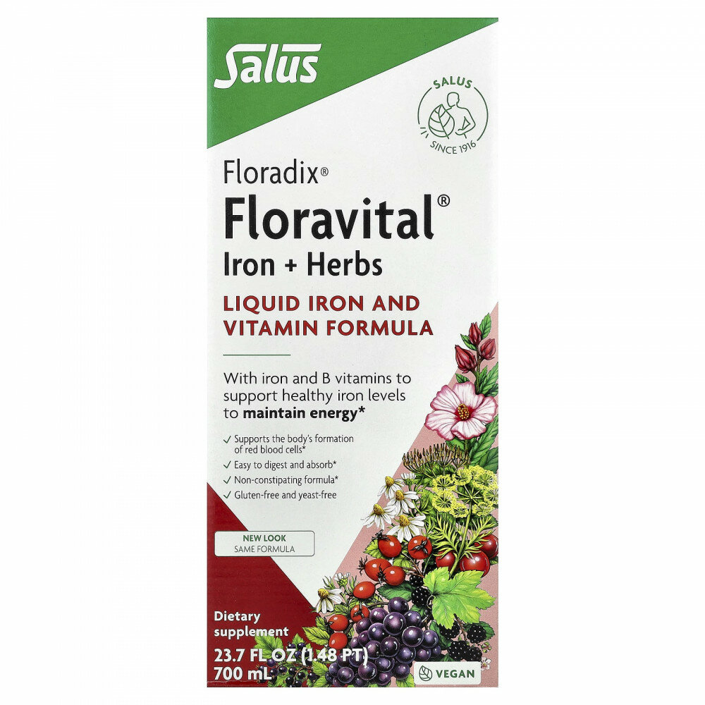 Floradix, Floravital®, железо и травы, 700 мл (23,7 жидк. Унции)