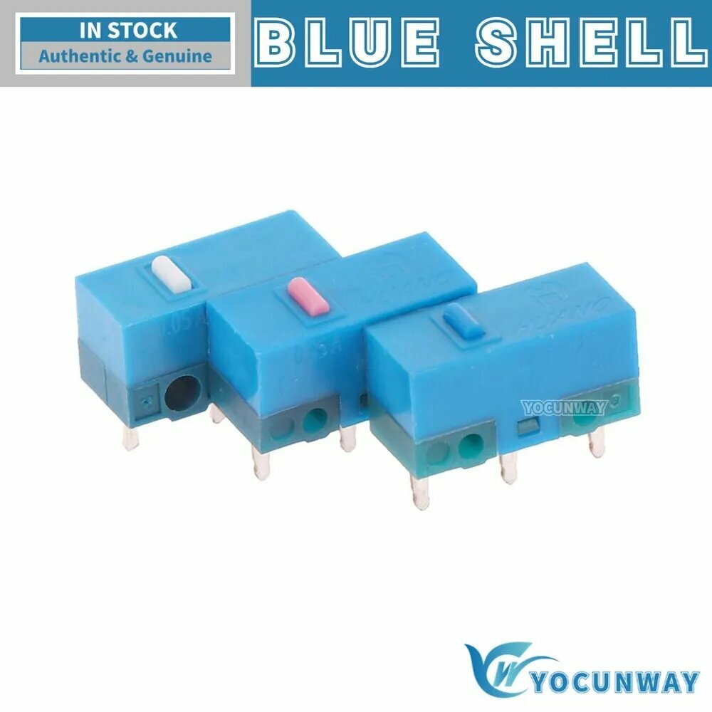 10ШТ Новый микропереключатель HUANO Blue Shell в розовую сине-белую точку с продолжительностью жизни 80 миллионов щелчков для мыши Botton