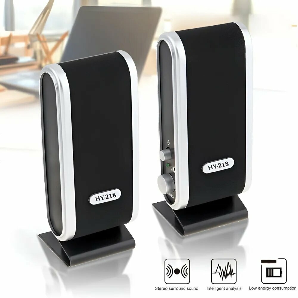 GJX Беспроводные стереоколонки 6W для ПК, ноутбуков и мобильных телефонов, мини мультимедийные колонки с питанием от USB